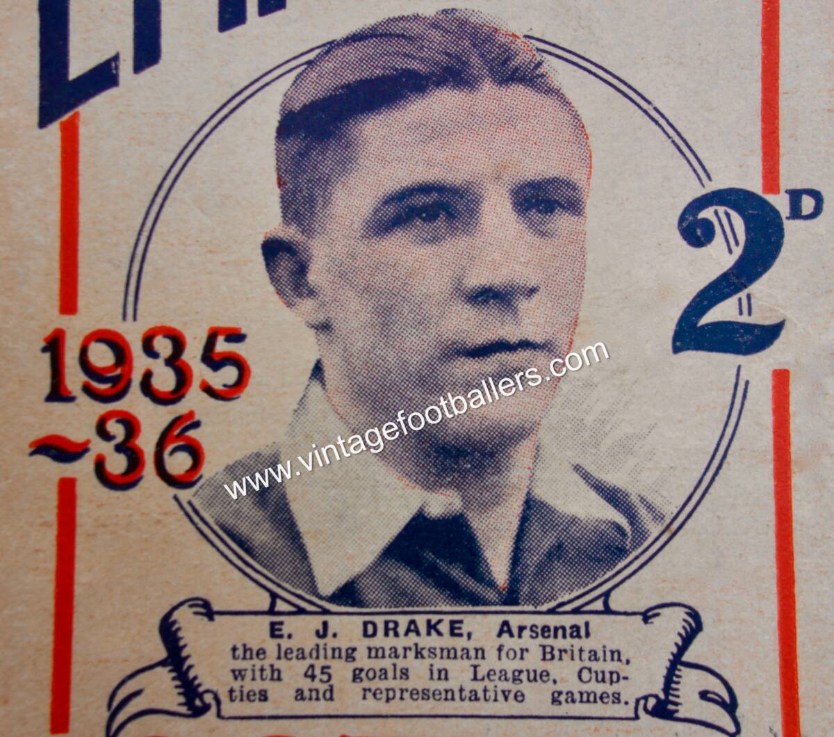 Drake Ted Image 14 Arsenal 1935 - Vintage Footballers