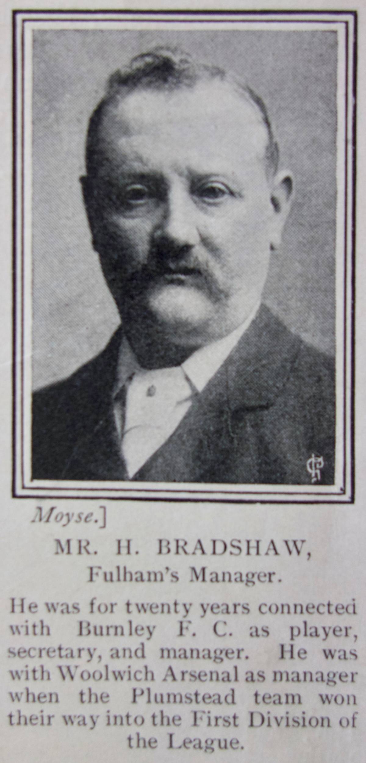 Bradshaw Harry Image 2 Fulham (manager) 1905 - Vintage Footballers
