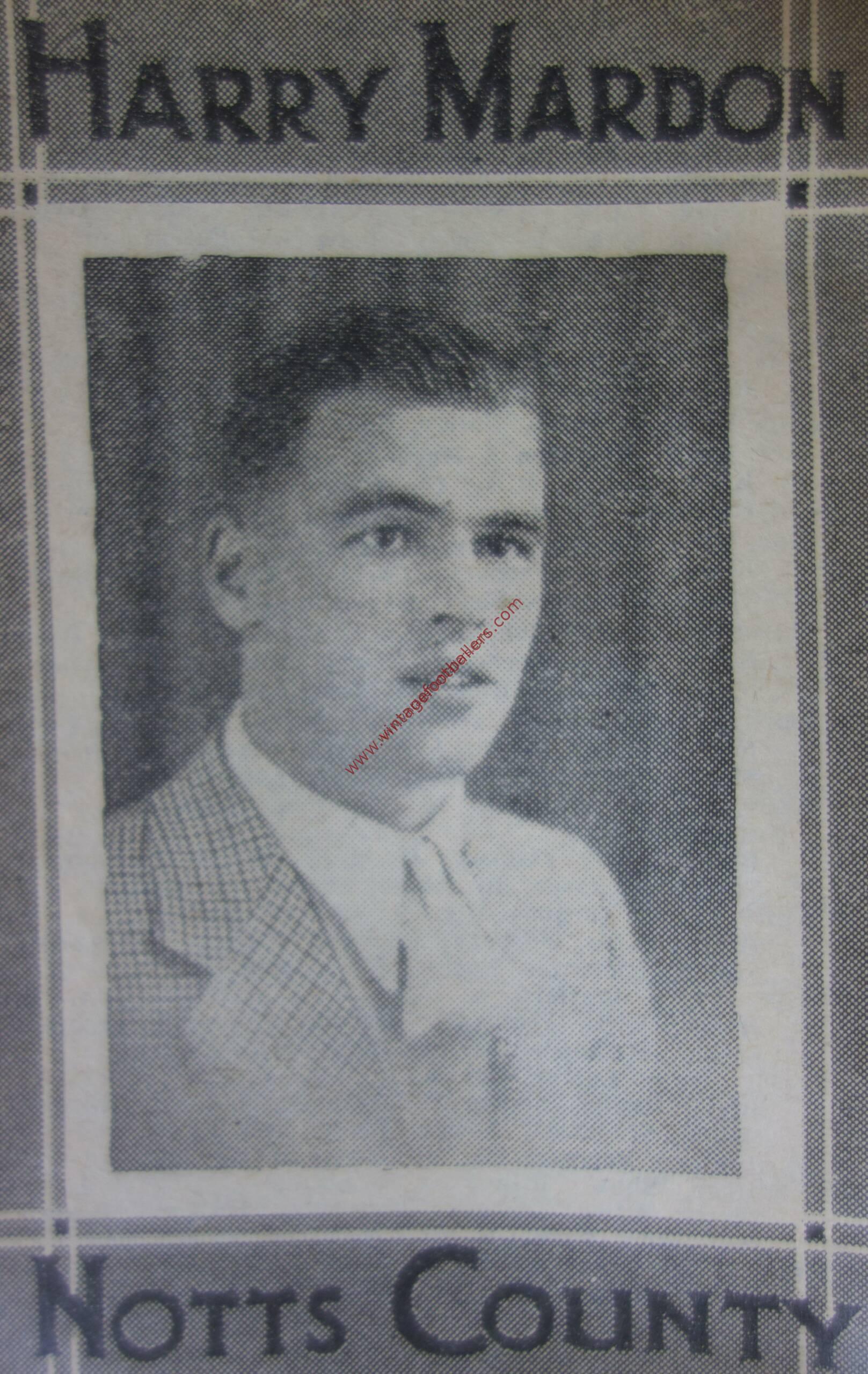 Mardon Harry Image 1 Notts County 1936 - Vintage Footballers