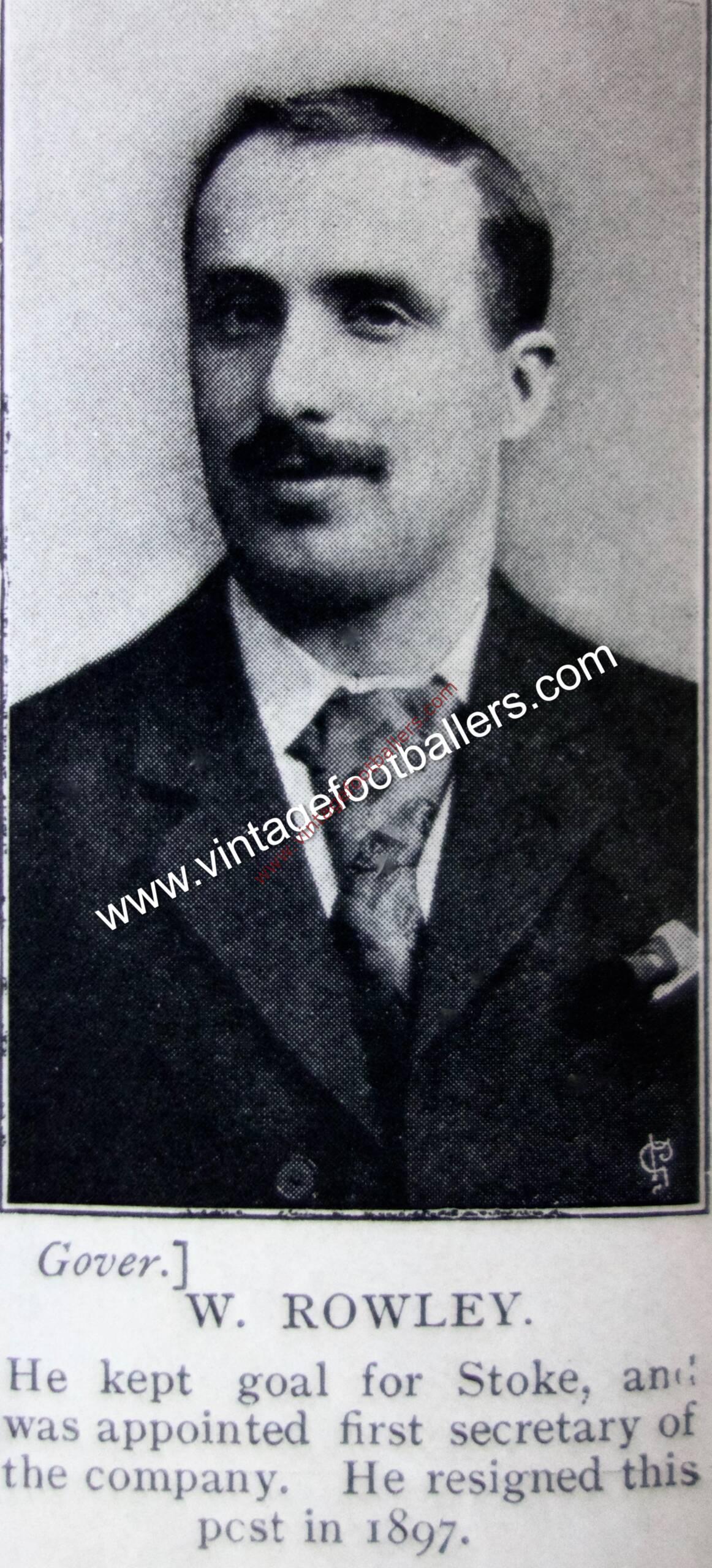 Rowley Billy Image 1 Stoke City 1896 - Vintage Footballers